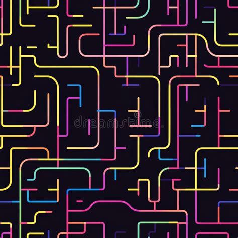 A Geometric Dot Maze Where Dots Are Interconnected With Thin Glowing Lines In Neon Colors