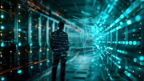 Premium Photo Cybersecurity Expert In Hightech Server Room With