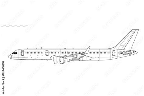Boeing 757 200 Vector Drawing Of Narrow Body Mid Range Airliner Side
