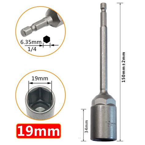 Glfill 1pc 150mm Hexagon Nut Driver Drill Bit Adapter Socket Wrench