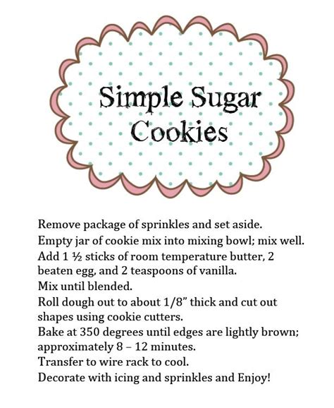 Printable Sugar Cookie Recipe