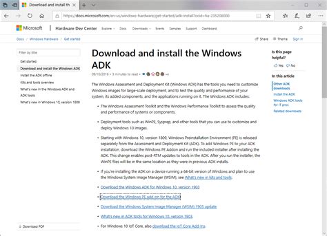 Installing Windows Adk For Windows 10 Version 1903 Windows Pe Add On
