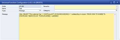 Can We Add Sql Combined With Text Into A Message Type Universal
