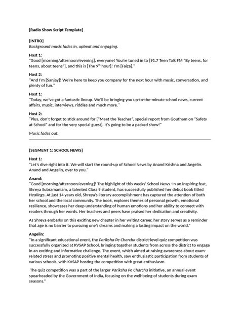 Radio Show Script Template Edited Pdf Emergency Management