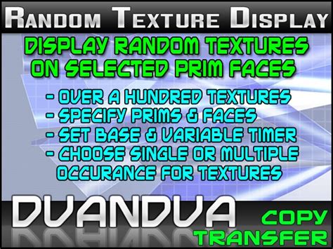 Second Life Marketplace Dvandva Random Texture Display Scripts Second Life Marketplace Dvandva Random Texture Display Scripts