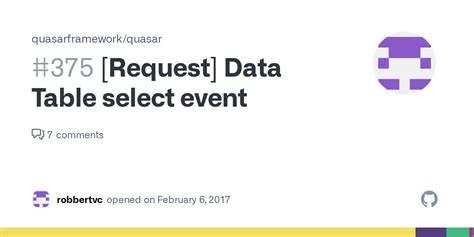 Request Data Table Select Event · Issue 375 · Quasarframeworkquasar