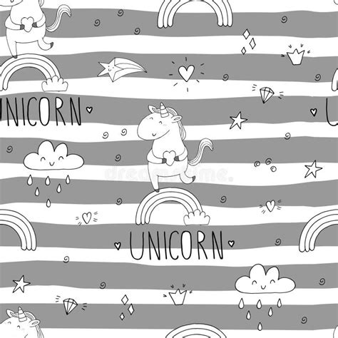 Cute Unicorn Vector Pattern Stock Vector Illustration Of Love Design 117704539
