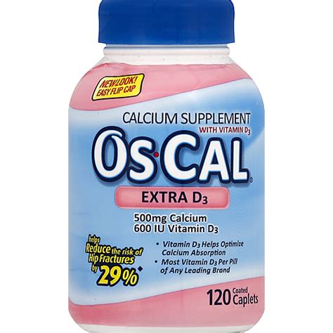 Os•cal® Calcium Supplement Extra D3 Coated Caplets 120 Ct Bottle Os•cal® Calcium Supplement Extra D3 Coated Caplets 120 Ct Bottle