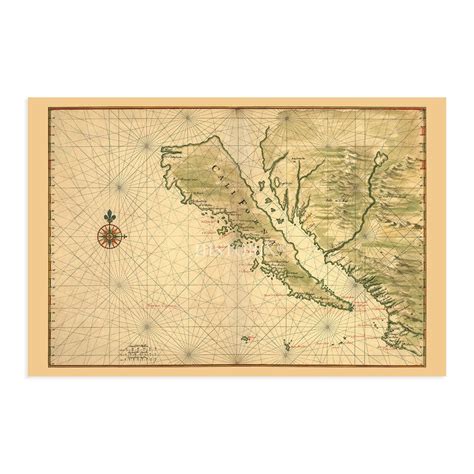 1650 California Shown As An Island Map Poster Vintage Map Of California