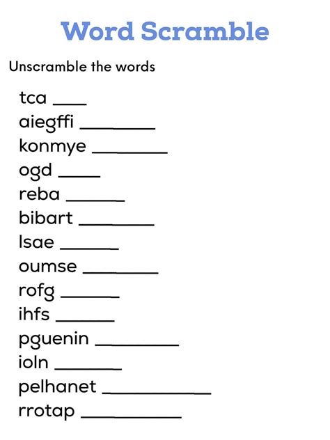 Printable Word Scramble Puzzle Game Digital Download Etsy