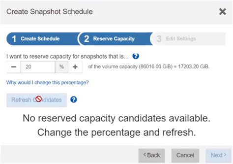 Cannot Create Snapshot Volume Because No Reserved Capacity Candidates Available Netapp