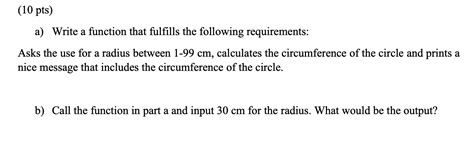 Solved 10 Pts A Write A Function That Fulfills The Chegg Com