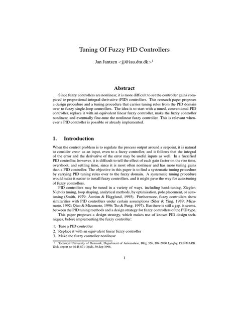 (Ebook) Tuning of Fuzzy Pid Controllers PDF | PDF | Control Theory | Nonlinear System