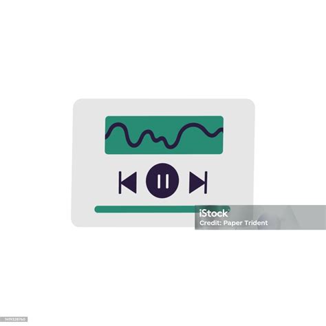 재생 일시 중지 화살표 버튼 슬라이더 바 추상 노래의 음파 멜로디 팟 캐스트가있는 음악 Mp3 플레이어 흰색 배경에 격리된 플랫