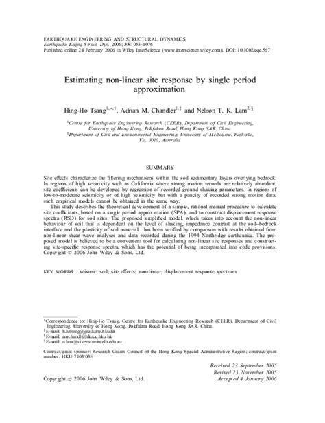 pdf estimating non linear site response by single period approximation