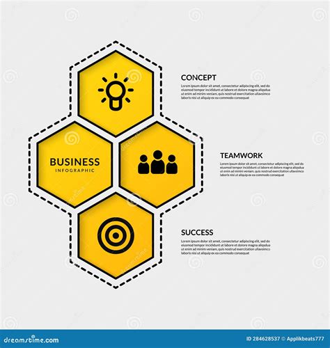 Hexagon Infographic With Four Optional Outline Data Communication For Business Report Stock