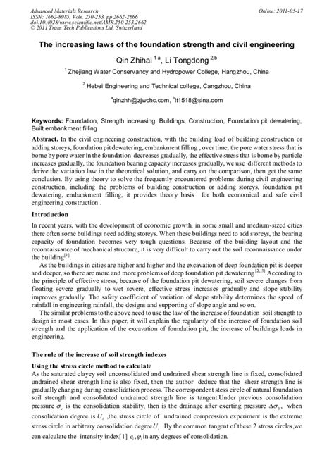 The Increasing Laws Of The Foundation Strength And Civil Engineering Scientificnet