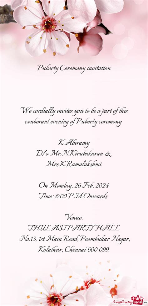 Of Puberty Ceremony K Free Cards