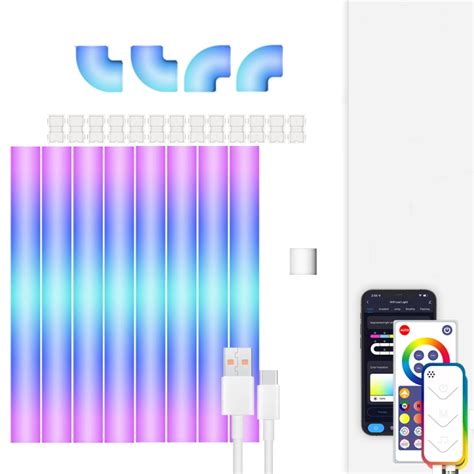 8pcs 4 모서리 Wifi 12v Rgbic 접합 벽 조명 지능형 원격 제어 실내 장식 주변 조명 영국 플러그