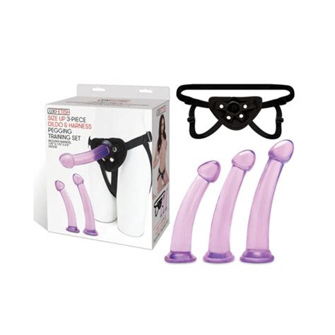 Lux Fetish Size Up 3 Piece Dildo And Harness Pegging Training Set
