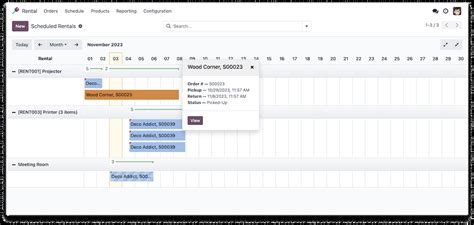 Rental Overview Odoo