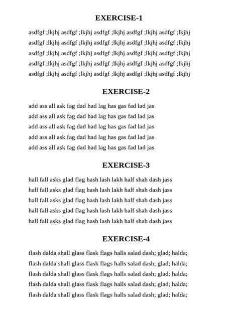 Typing Exercises Pdf
