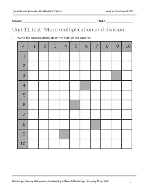Prim Maths 3 2ed Tr Unit 11 Test Pdf
