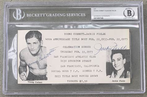 Fields Jackie And Young Corbett Iii Signed Illustrated Announcement Be Jo Sports Inc