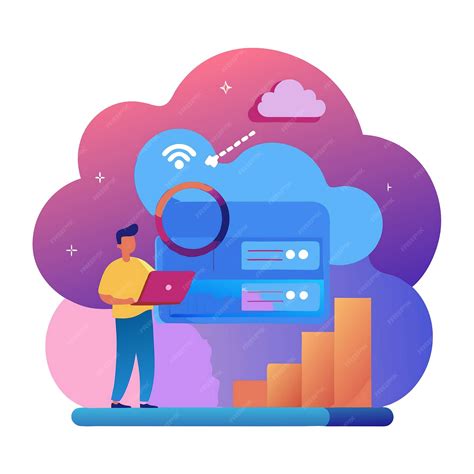 data analysis and cloud computing concept with servers and users premium ai generated vector