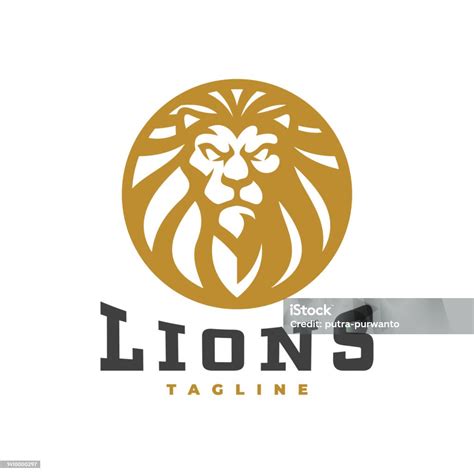 사자 머리와 원 로고 디자인 라이온 엠블럼 벡터 일러스트 레이 션 갈기에 대한 스톡 벡터 아트 및 기타 이미지 갈기 고양잇과 금색 Istock