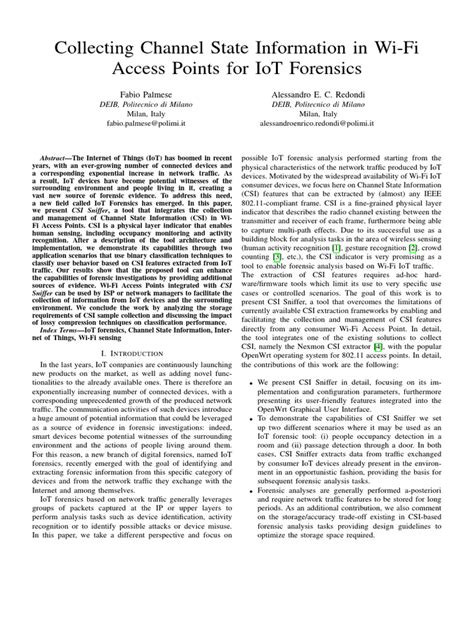 Csiiotforensics Pdf Wi Fi Internet Of Things