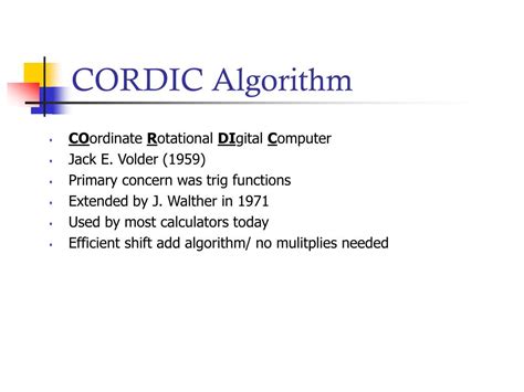 PPT Hypercomputing With The CORDIC Algorithm PowerPoint Presentation ID