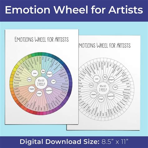 Emotion Wheel Art Therapy Worksheet For Artist T For Women T For