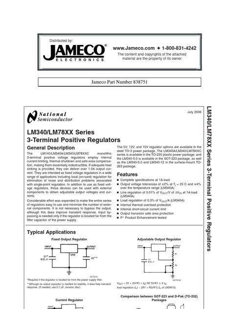 texas instruments lm340at 5 0 nopb datasheet pdf capacitor