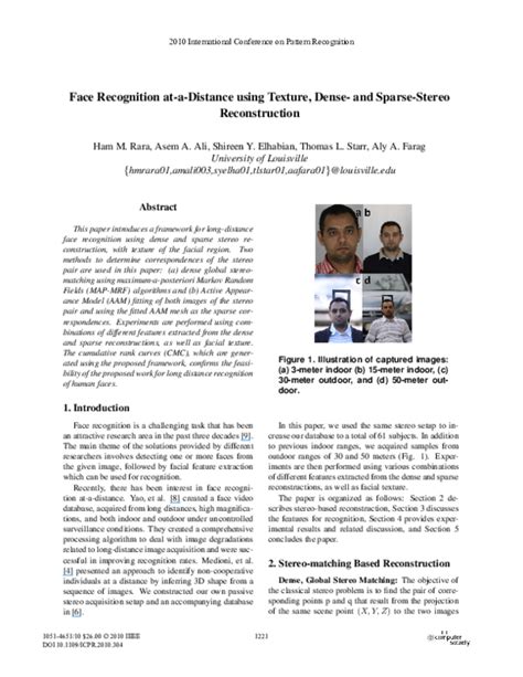 Pdf Face Recognition At A Distance Using Texture Dense And Sparse Stereo Reconstruction