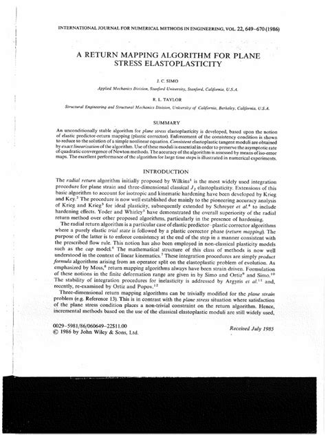 Trashed 1664197854 A Return Mapping Algorithm For Plane Stress In