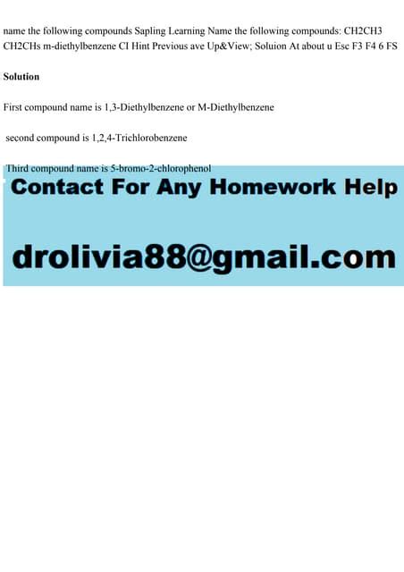 Name The Following Compounds Sapling Learning Name The Following Com Pdf