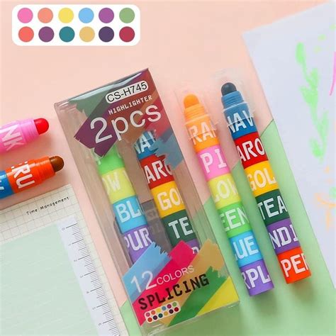 Splicing Highlighter Marker Pens 2 Pcs Yocartgo