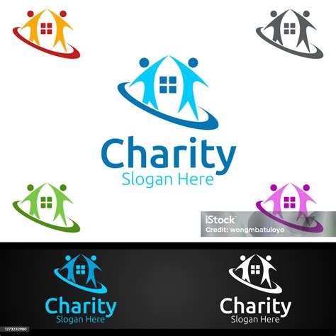 자발적교회 또는 자선 기부를 위한 가정 도움의 손길 자선 재단 창의적 상징 Charitable Foundation에 대한 스톡 벡터 아트 및 기타 이미지