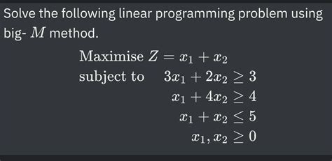 Solved Solve The Following Linear Programming Problem Using