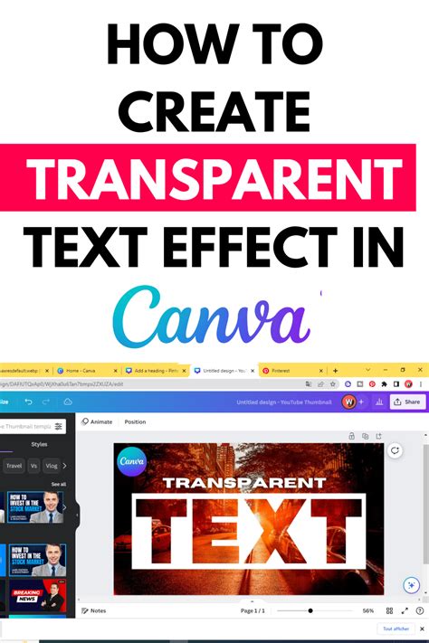Text Effect Tutorial How To Make Transparent Text Effect In Canva Transparent Text Text