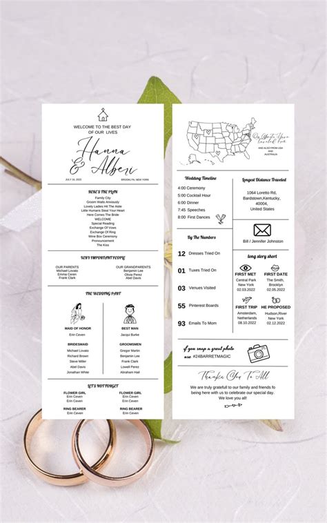 Infographic Wedding Program Canva Template Customıze Fun Wedding