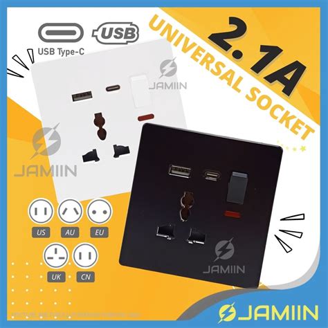 13a Universal Switch Socket Usb Port 2 1a Type C Fast Charging Usb Multi Socket Switch Socket