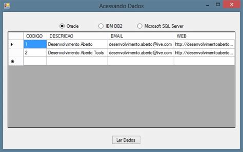 Retornando Dados Em Um Datagridview Adonet 3 Banco De Dados Uma Aplicação Oracle Ibm