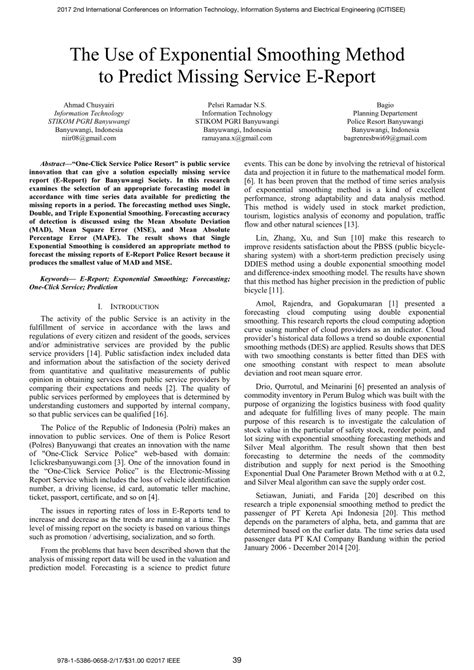 PDF The Use Of Exponential Smoothing Method To Predict Missing Service E Report