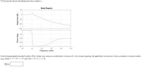 Solved 75 2 Points Given The Bode Plot Shown Below Bode