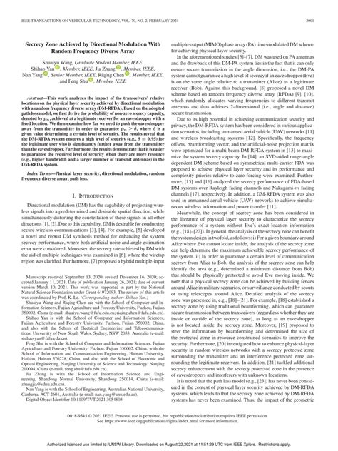 Pdf Secrecy Zone Achieved By Directional Modulation With Random Frequency Diverse Array