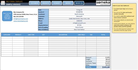 Proforma Invoice Template Invoice Spreadsheet Business Invoice In Excel Printable