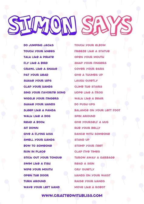 Simon Says Commands Qusttera