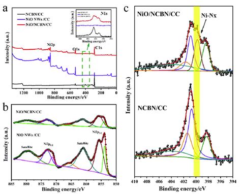 A Xps Survey Spectra Of Ncbn Cc Nio Nws Cc And Nio Ncbn Cc B Ni